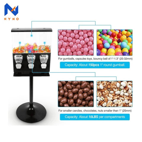 Buy New Design Coin Operated Gumball Machines Triple Candy Toy Capsule ...