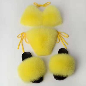 Buy New Design Real Fox Fur Bra Bra And Panties Hot Underwear For Woman ...