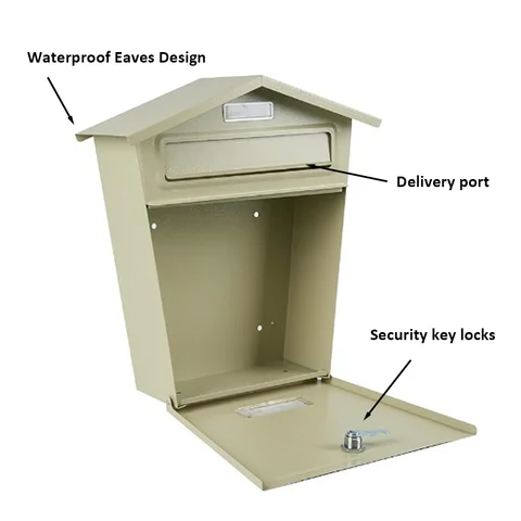 Buy Outdoor House-shaped Wall-mounted Mailbox Tin With Lock And ...