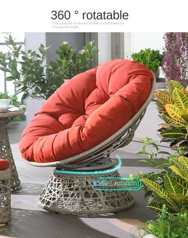 Buy Outdoor Rattan Rotate Sofa Home Patio Fabric Lazy Sofa Rotating ...