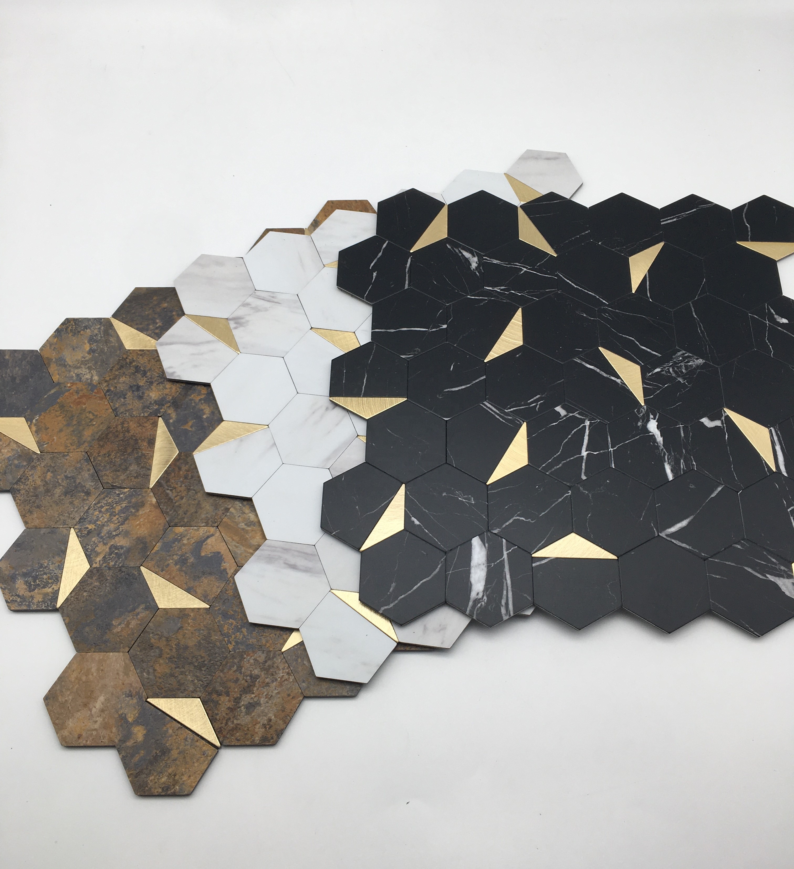 Buy Self Adhesive Pvc Hexagon Mosaic Wall Tile Magic Gel Vinyl Black ...