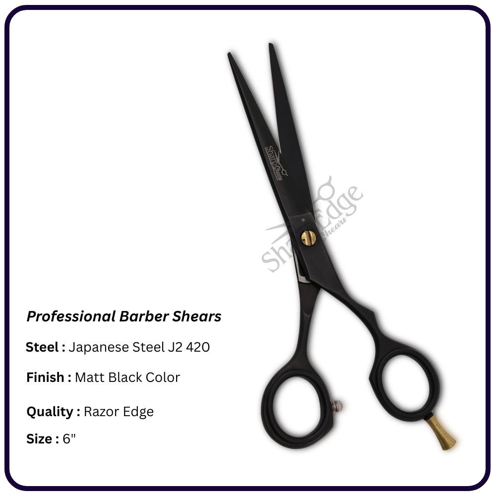 Buy Custom 6" Matte Black Barber Shears – Japanese Steel Hair Scissors ...