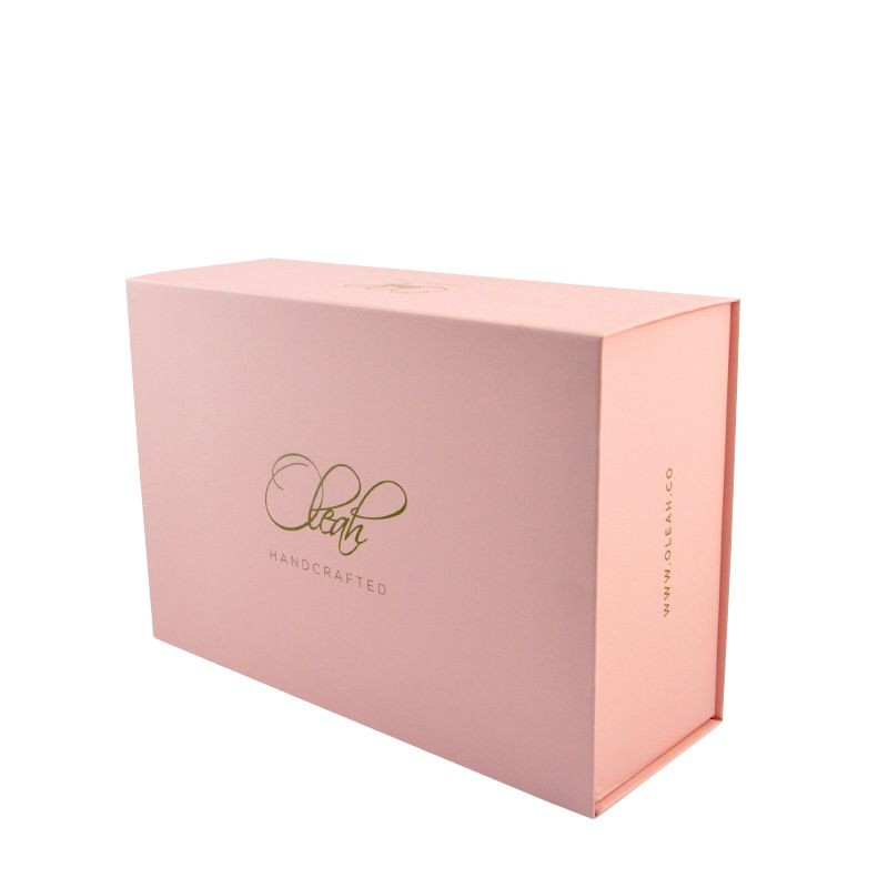 Buy Pink Foldable Square Packaging Box With Gold Logo from Juxiang ...