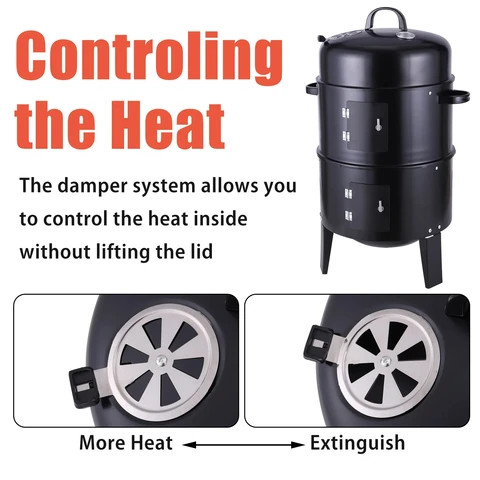 Buy 3 In 1 Heavy Duty Tower Vertical Barrel Charcoal Barbeque Grill ...