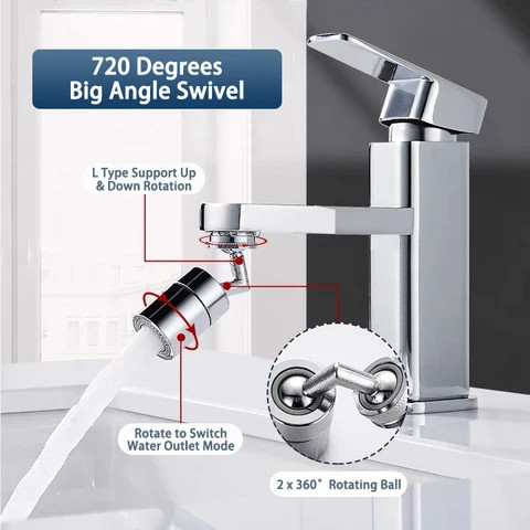 Buy 720 Degree Dual Modes Sink Kitchen Tap Basin Faucets Spray Head ...