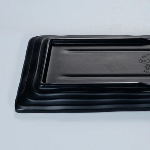 Buy Factory High Quality12melamine Dinnerware Japanese 100% Melamine Black Color Rectangle Plate ...