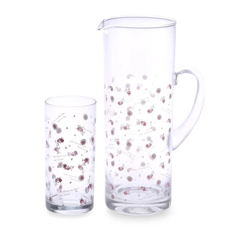 Buy Glass Water Pitcher Set With Tumblers For Juice Drinking And Family ...