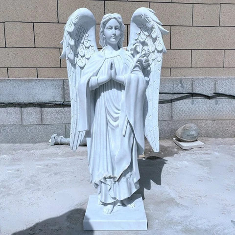 Buy Handmade Life Size Cemetery Weeping Angel Marble Statues White ...
