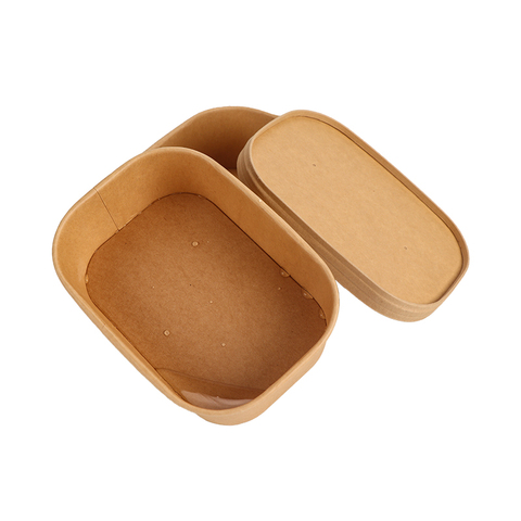Buy Kraft Rectangular Square Paper Container Square Paper Bowl With Lid ...