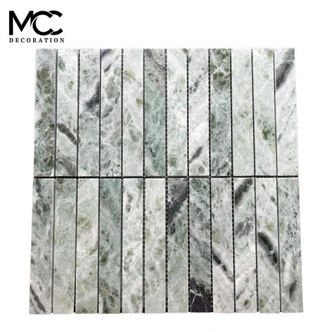 Buy Mcc Green Color Marble Mosaic Tiles Backsplash Art Strips Shape ...