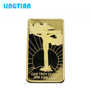 Buy One Troy Ounce .999 Fine Clad Gold Plated Jesus Art Bullion Bar ...