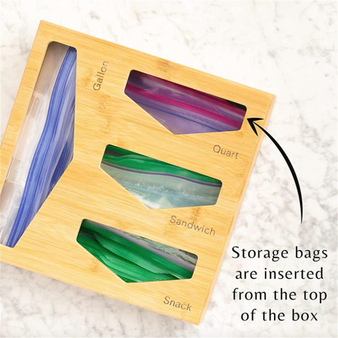Buy Premium Wood Drawer Organizer Plastic Baggie Container Bamboo ...