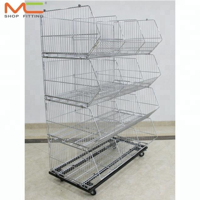 Buy Supermarket Stacking Wire Basket, Collapsible Wire Display Basket ...