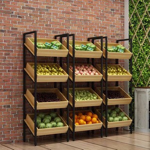 Buy Tmj-2538 Custom Supermarket Wall Mounted Wood Metal Fruit Vegetable ...
