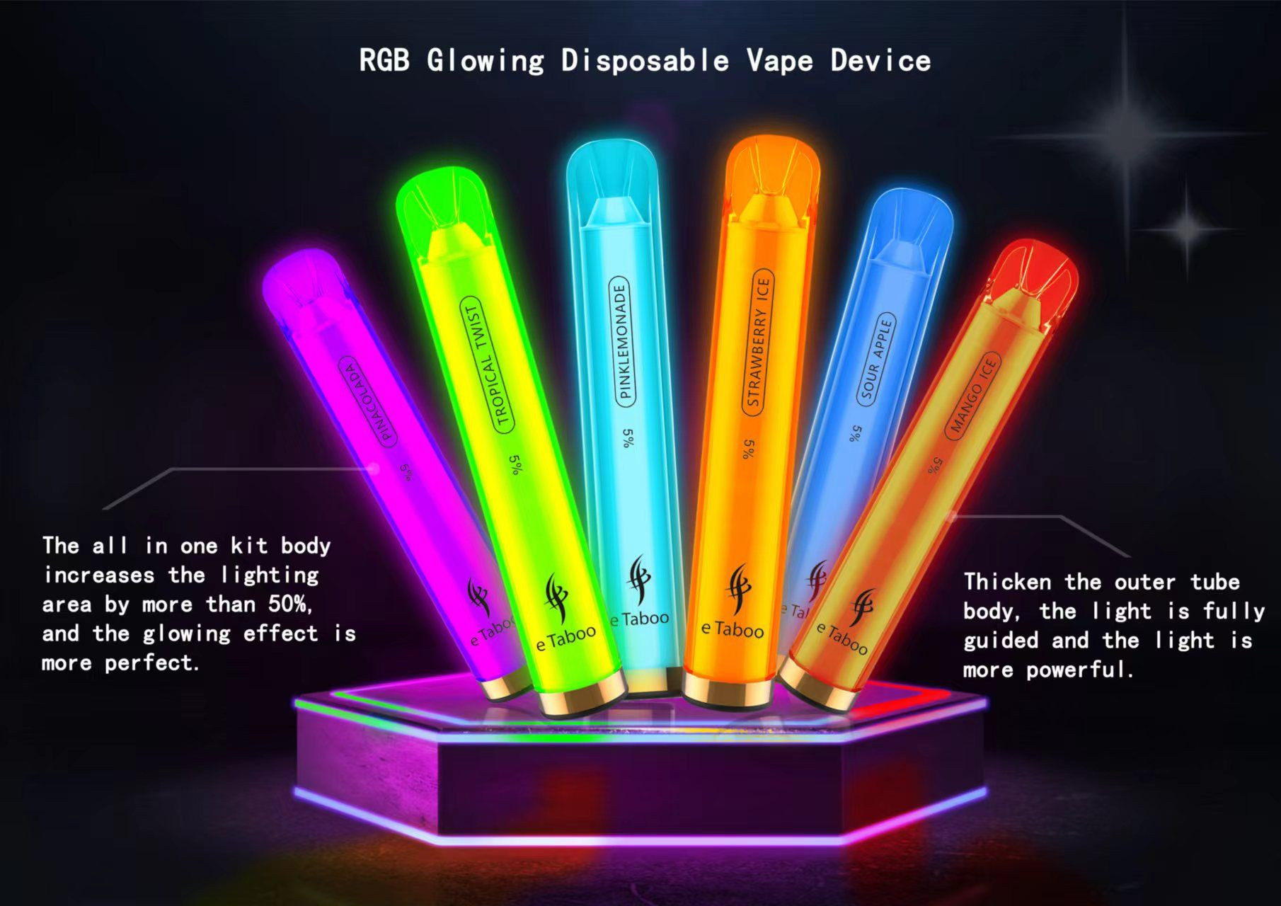 Buy Rgb Glowing Disposable Vape Kit from Shenzhen Hongda Changye ...