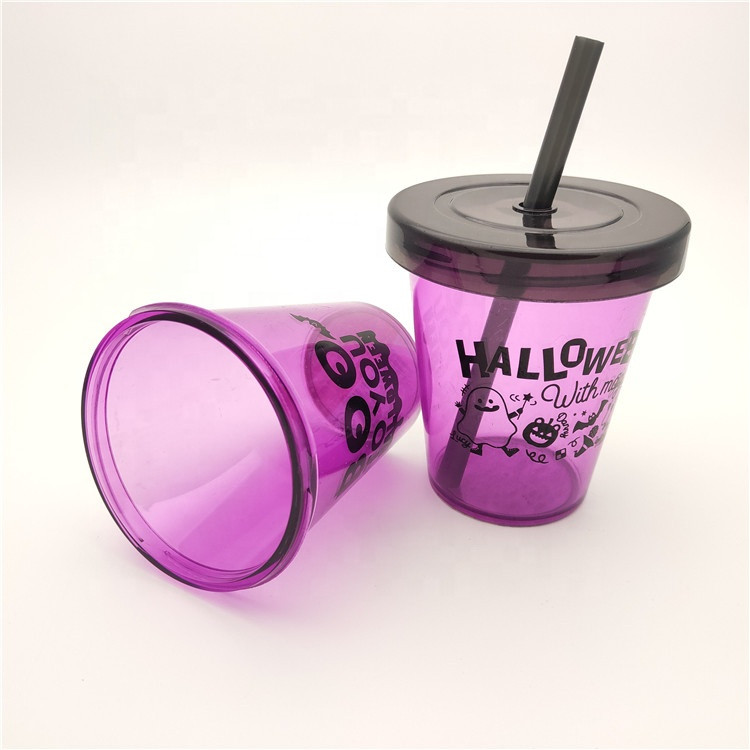 Buy 12 Oz 375ml Single Wall Cute Reusable Plastic Pp Cups, Cold Drink ...