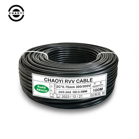 Buy Chaoyi 2c*0.75mm Pvc Cable Low Smoke Zero Halogen 60227 Iec 52 Rvv 300/300v Copper Conductor ...