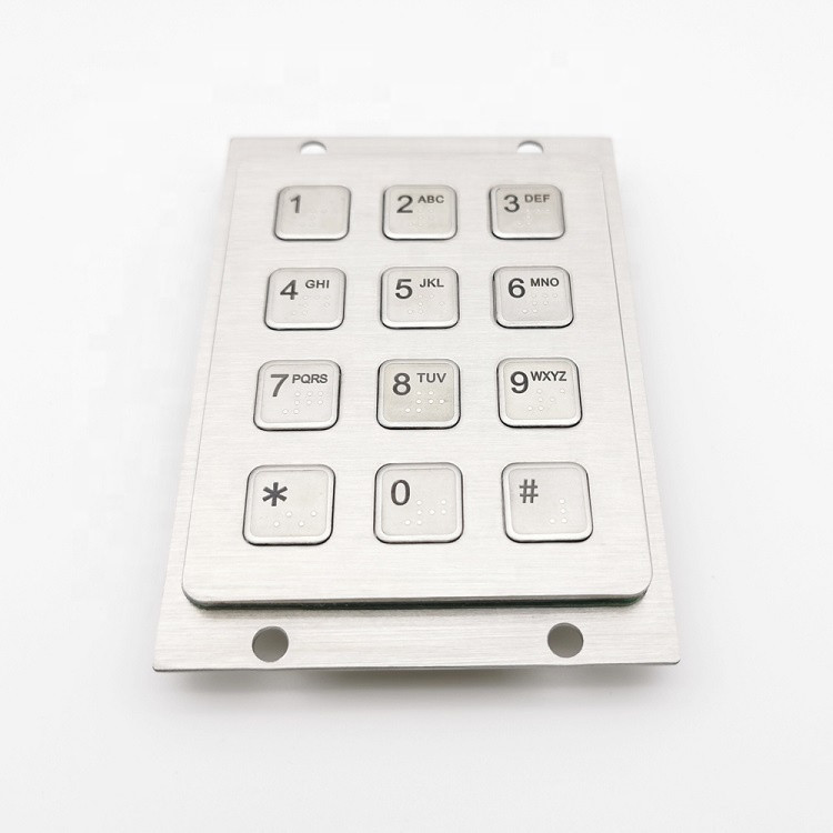 Buy Custom 12 Key Matrix Waterproof Stainless Metal Braille Keypad For ...