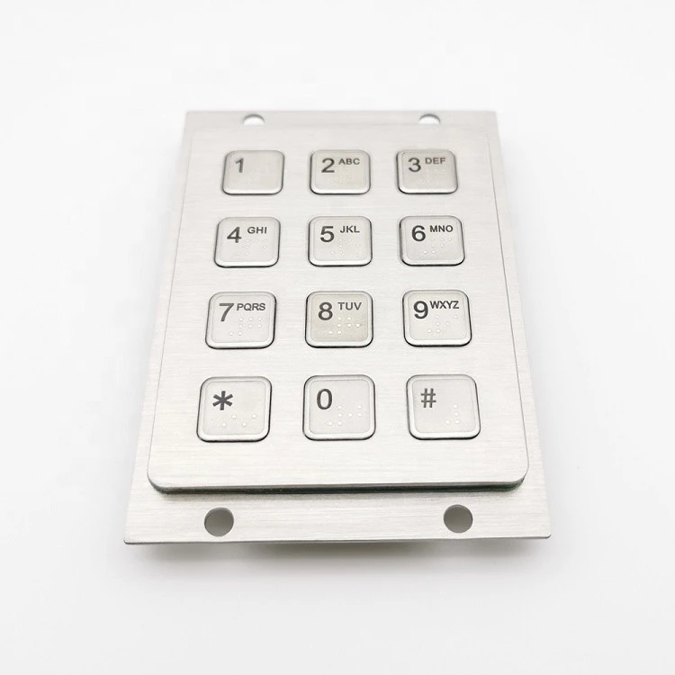 Buy Custom 12 Key Matrix Waterproof Stainless Metal Braille Keypad For ...
