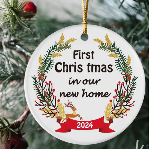 Buy Custom Christmas Ceramic Pendant 3 Inch Round Ceramic Christmas ...