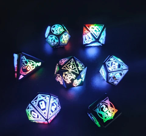 Buy Custom Light Up Dnd Dice Rechargeable With Charging Box 7 Pcs Led ...