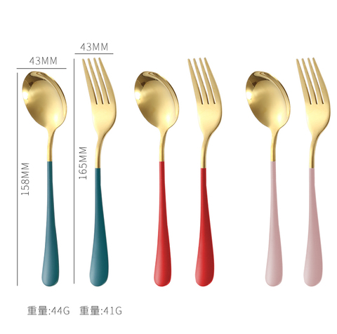 Buy Dessert Fork Stirring Spoon Sell Bulk Gold 304 Stainless Steel ...