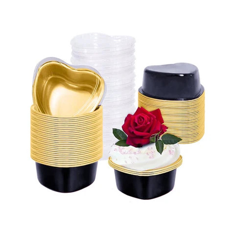 Buy Gdmei Disposable Heart Shape Colored Aluminum Foil Tray Baking Cup ...