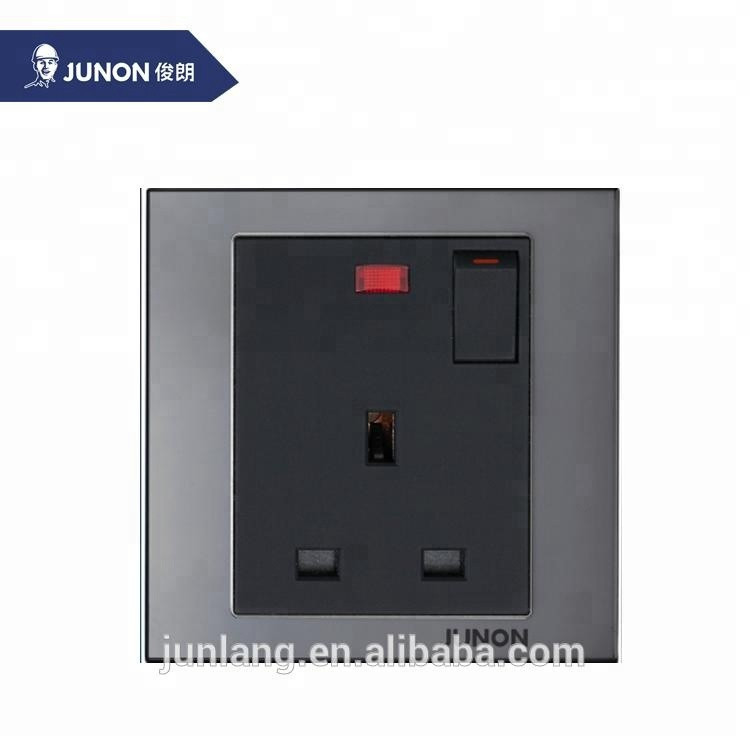 Buy Junon Black Titanium 13a Bs 3 Pin Electrical Wall Socket With ...