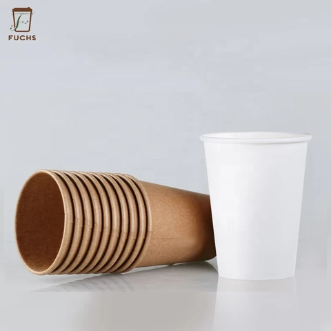 Buy Kraft Paper Cups Hot Coffee Cup White Single-sided With Lid High ...