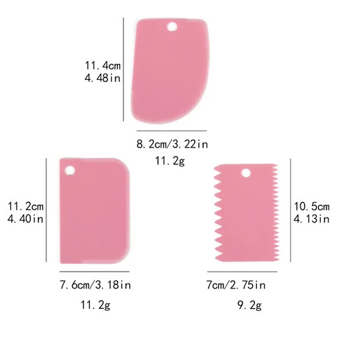 Buy Multiple Colors 3 Pcs Plastic Scrapers Set Kitchen Baking Tool Cake ...