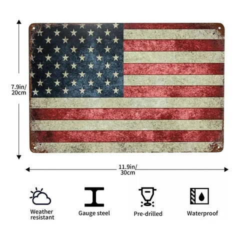 Buy Retro Nostalgic Usa American Flag Metal Tin Sign Wall Decor Man ...