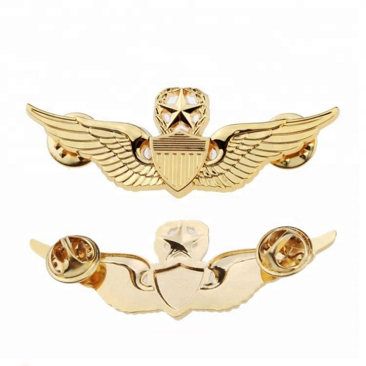 Buy Shiny Gold Customized Metal Pilot Wings Pin Badge,personalized Logo ...