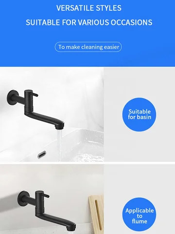 Buy Single-handle 360-degree Wall-mounted Black Cold Tap New Design ...