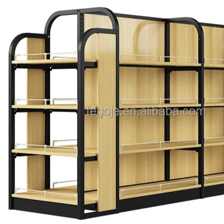 Buy Steel And Wood Shelving Double-sided Display Cabinet Floor ...