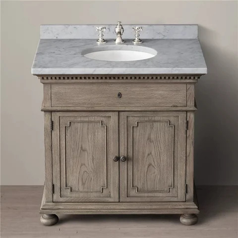 Buy Vintage Home Wood Bathroom Cabinet Washing Vanity Table Washed ...