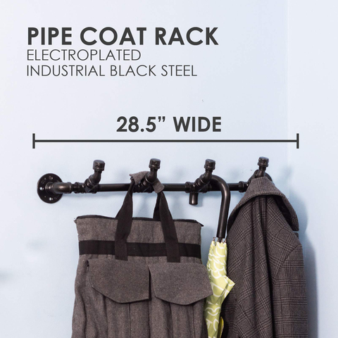 Buy Wall Mounted Industrial Pipe Coat Rack By Pipe Decor Heavy Duty ...