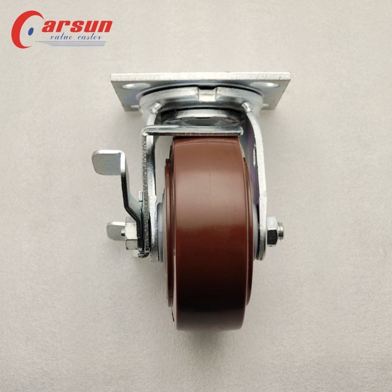 Buy Heavy Duty 5 Inch Polyurethane Casters With Side Brakes from ...