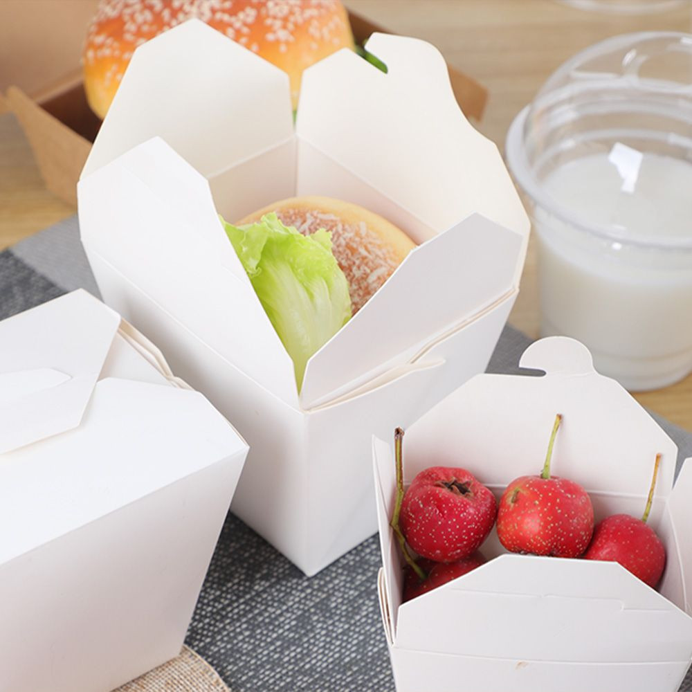 Buy White Square Noodle Take Out Boxes – Foldable Food Containers from ...