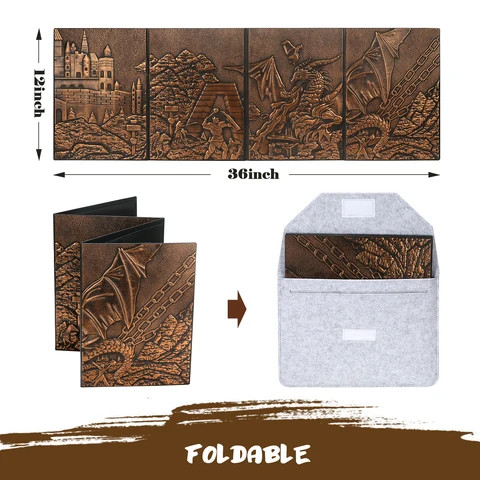 Buy 2024 Dungeon Masters Screen Faux Leather Embossed Dragon & Mimic ...