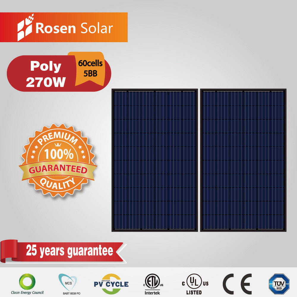 Buy 270w Price 5bb 30v Poly Black Solar Panel China from Hefei Rosen ...