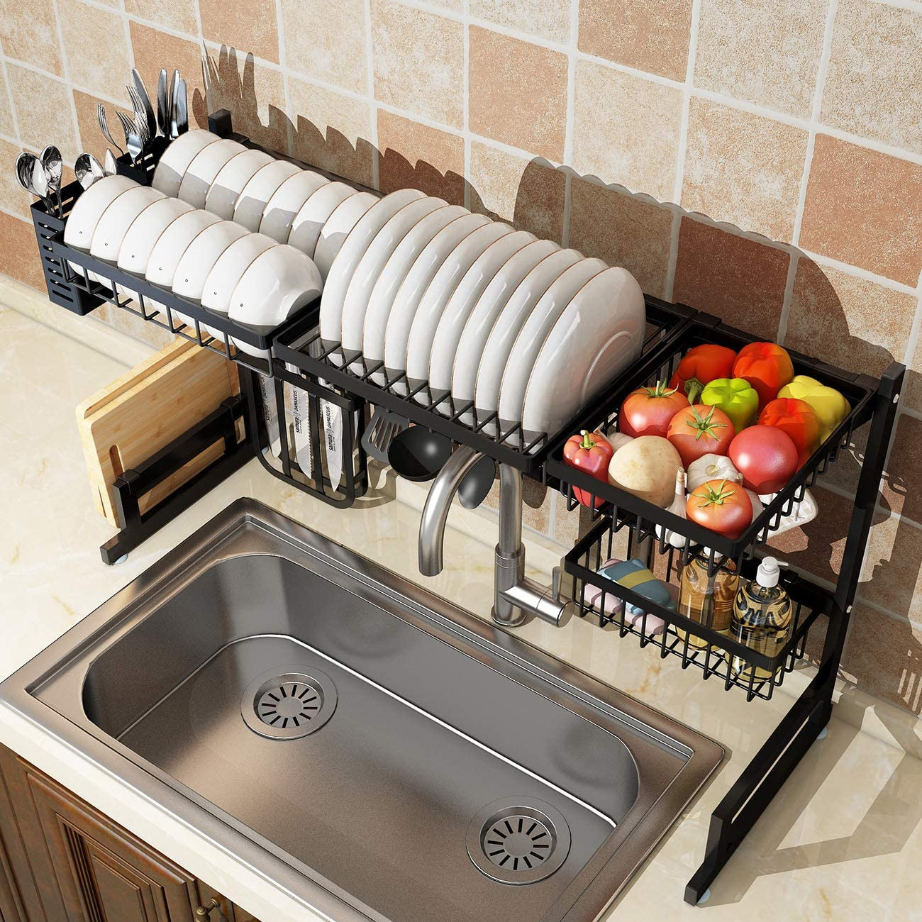 Buy 304 Washing Basin Dish Drainer Racks Kitchen Desktop Dish Drainer ...