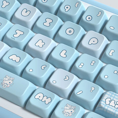 Buy Blue Keycap Sick Cat Cute Cartoon Keycaps 138/158 Keys Mda Profile ...