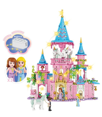 Buy Construction Bricks Fairytale Horse Pink Princess Castle Model Toys ...