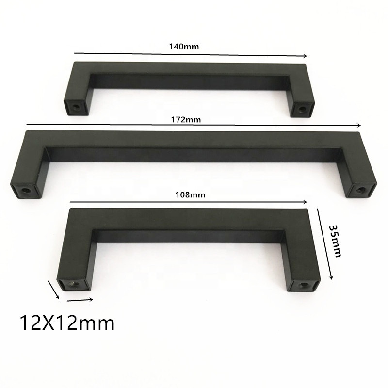 Buy Cs004 Furniture Hardware Cabinet Door Drawer Square Pull Black Matt ...