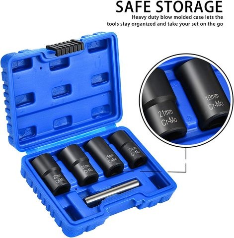 Buy Impact Bolt Nut Removal Extractor Socket Tool Set With Center Punch ...