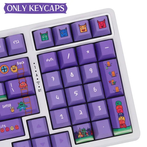 Buy Monster Family Keycaps Purple Cute Cherry Profile Keycap 139/151 ...