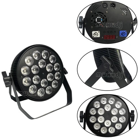 Buy Muxxdj Slim Flat Par 18x18w Rgbwa+uv 6in1 Aluminum Dmx Led Par ...