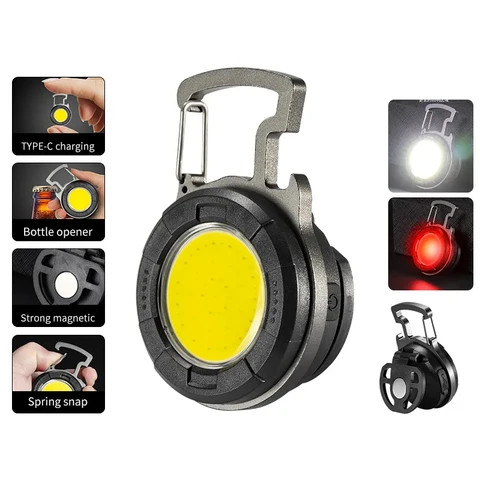 Buy Portable Cob Keychain Light Torch Flashlight 5-mode Work Lighting ...