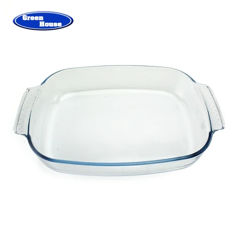 Buy Rectangle High Borosilicate Glass Bakeware Baking Sheet With Handle ...