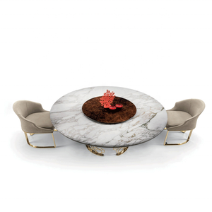 Buy Round Dining Table With Rotating Centre Solid Wood Neoclassical ...